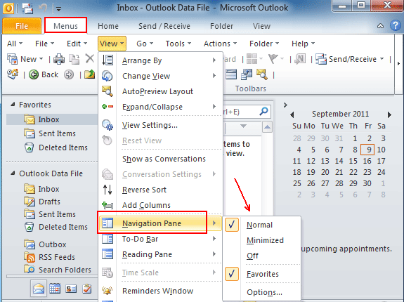 Where Is Navigation Pane In Outlook 2010 2013 2016 2019 And 365